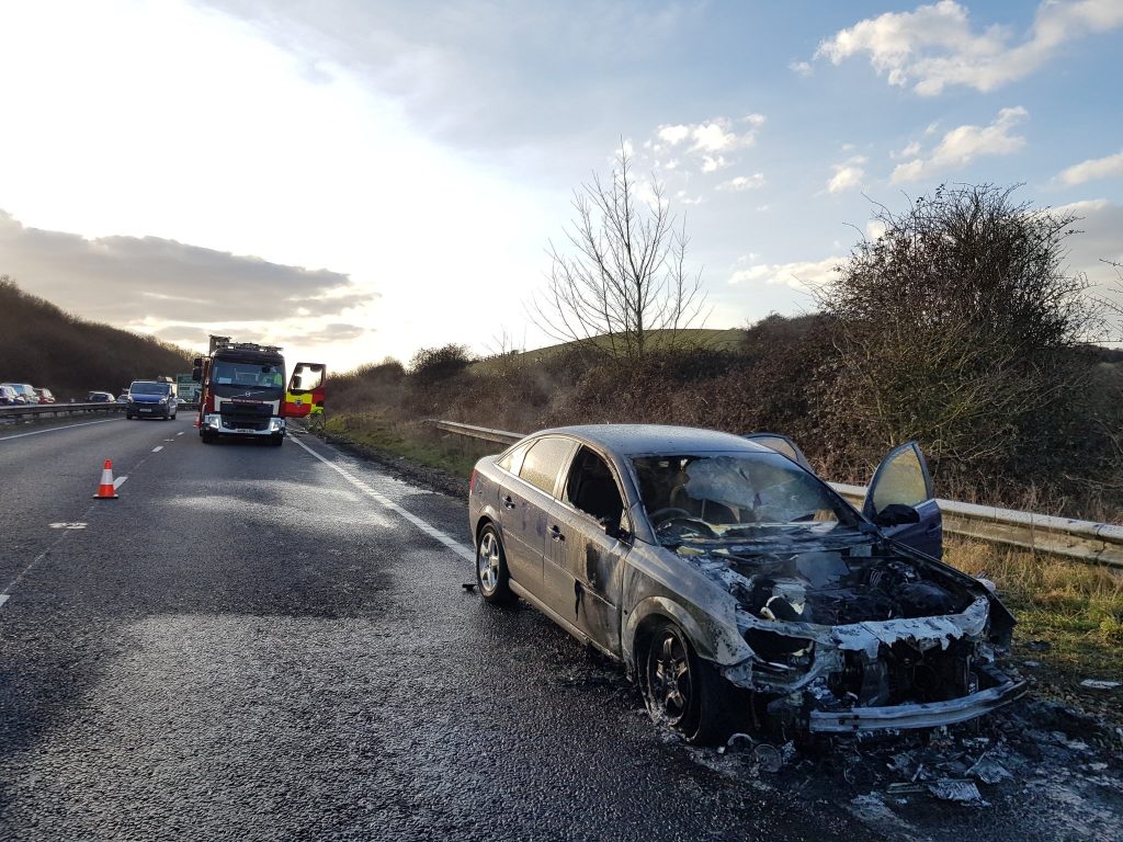 Long tailbacks on A27 after car catches fire at Hove – Brighton and ...
