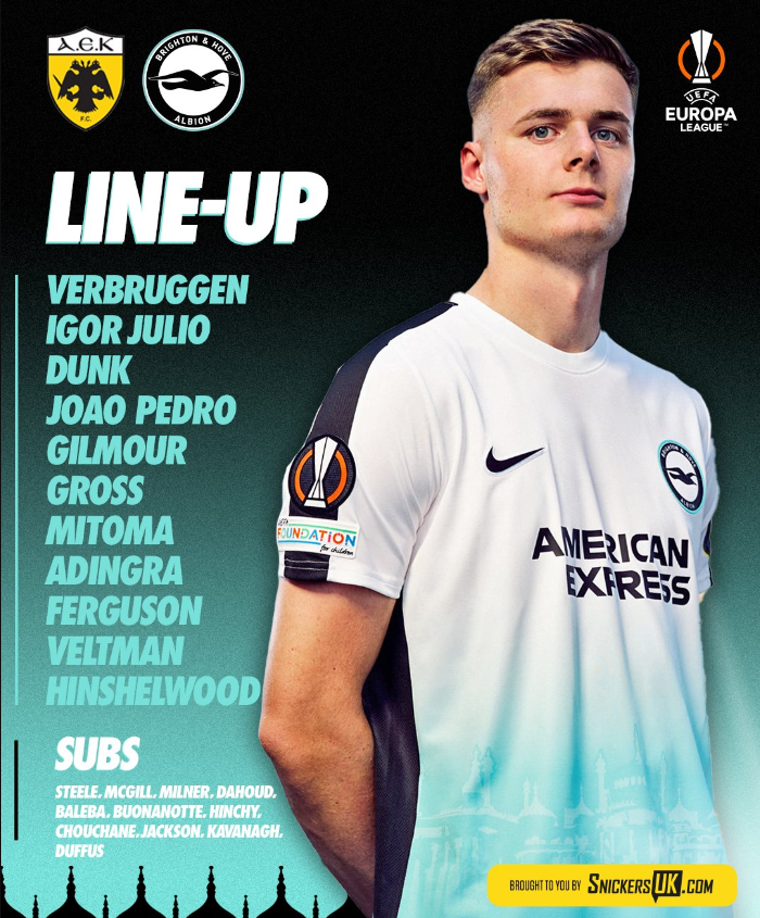 UEFA Europa League Match Day 5 – AEK Athens v Brighton and Hove Albion ...